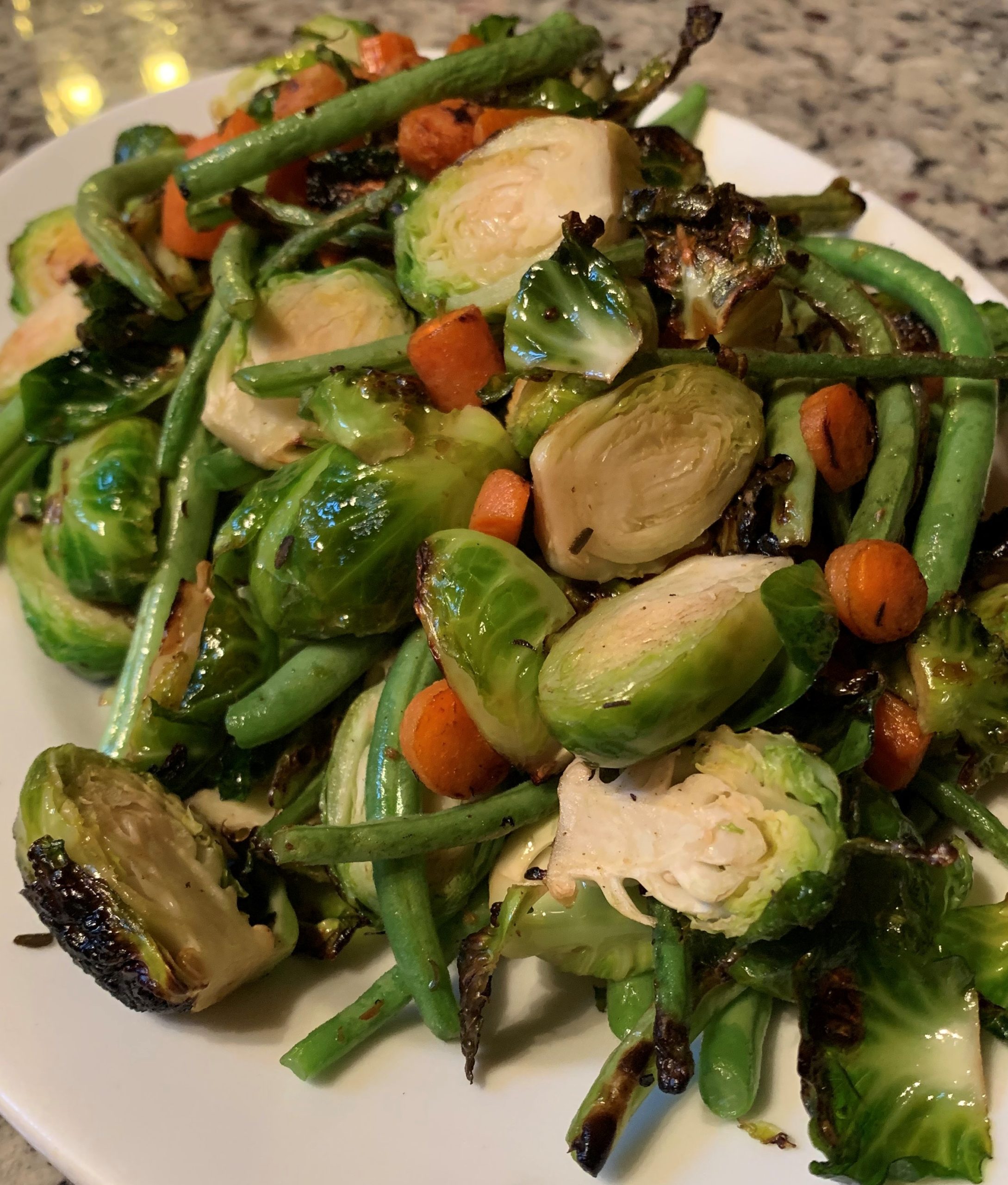 Roasted Brussels and Green Beans - Simply Ghee